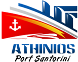 Location, Map of Santorini Port Athinios